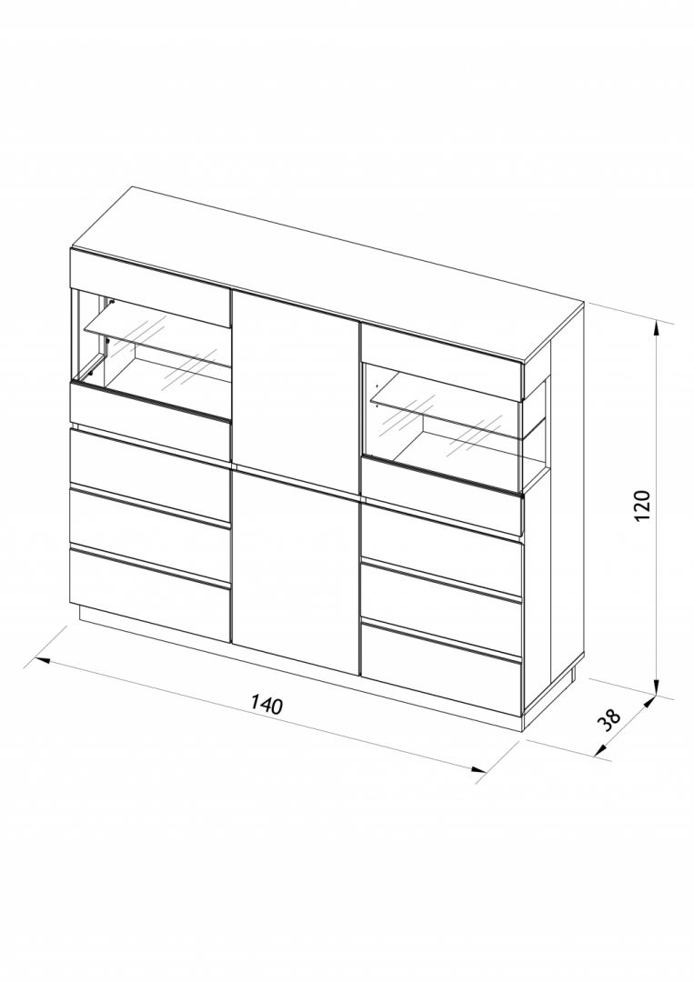 Kumode ar stikla durvīm Laima. Ražots Latvijā, mēbeles